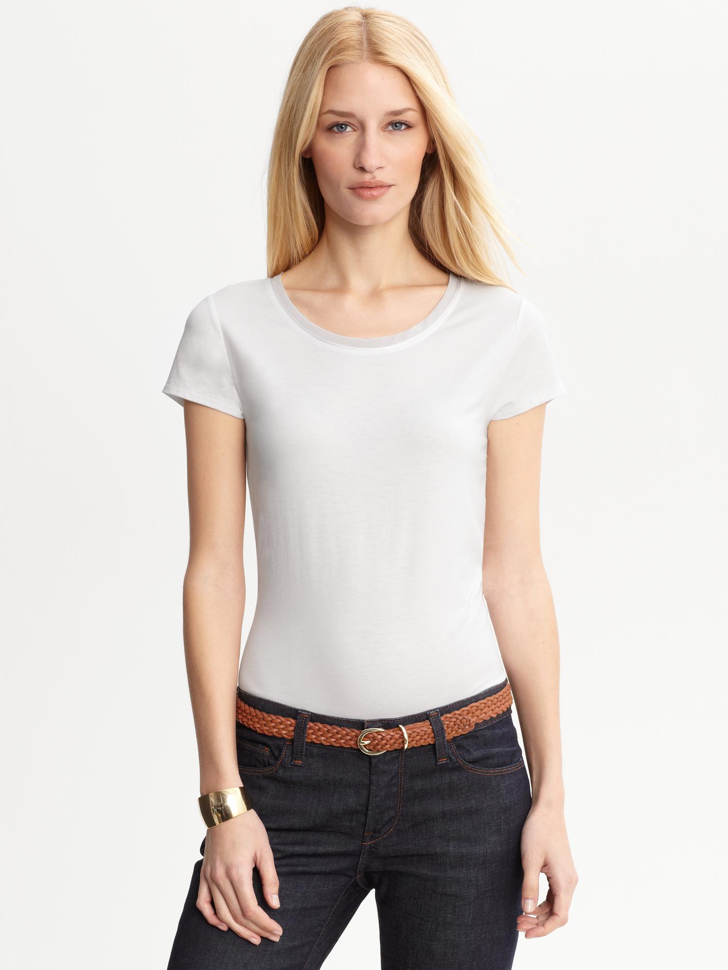 Luxe-touch piped neckline tee | Banana Republic