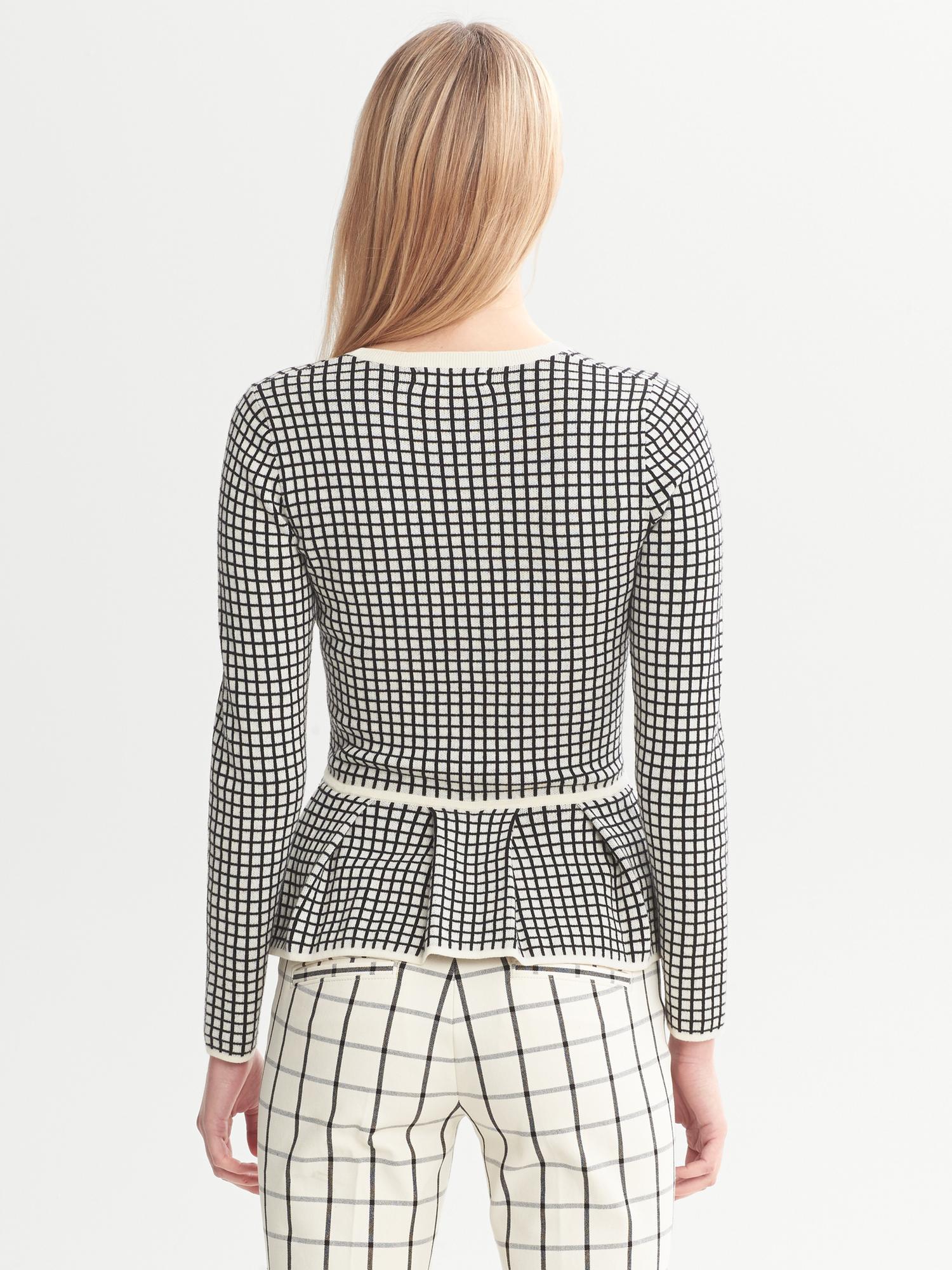Windowpane Peplum Sweater | Banana Republic