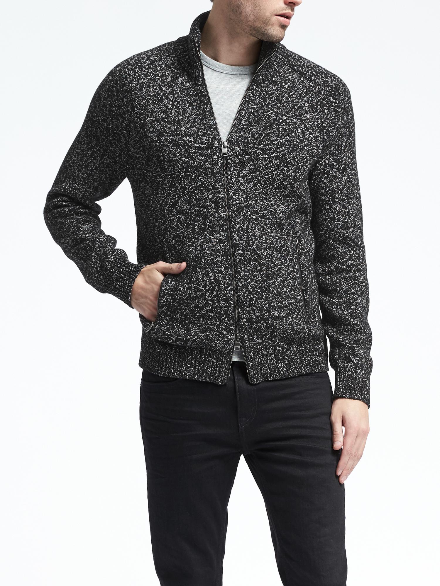 Marled Zip Sweater Jacket | Banana Republic