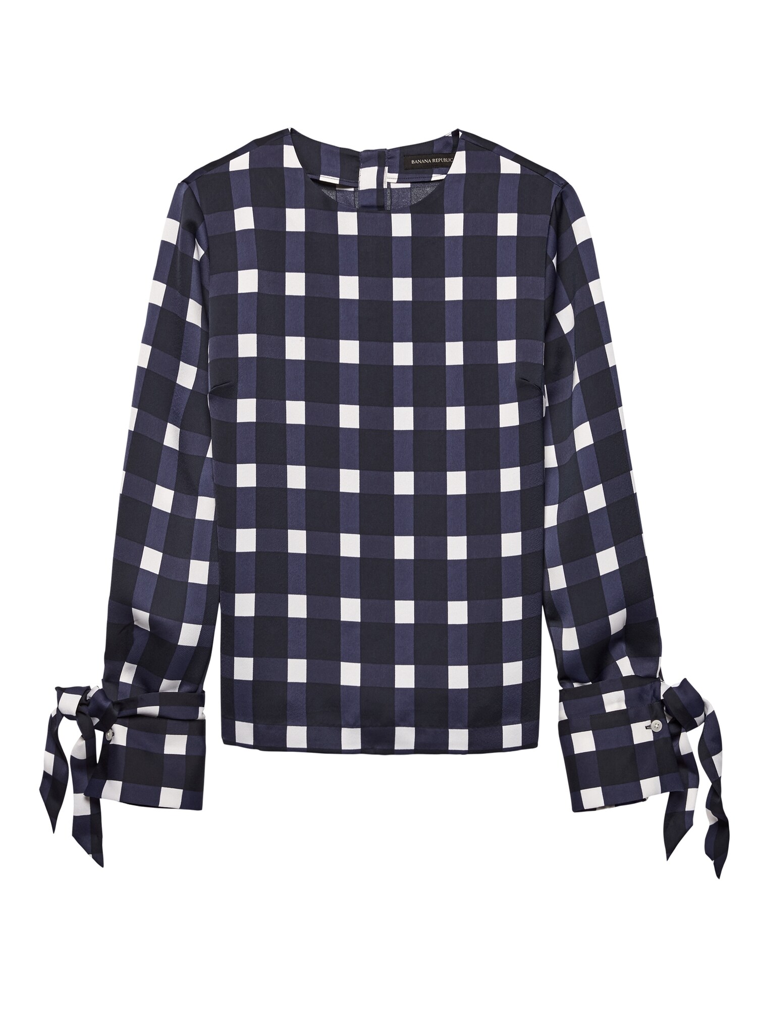 Petite Gingham Vented Tie-Cuff Top | Banana Republic