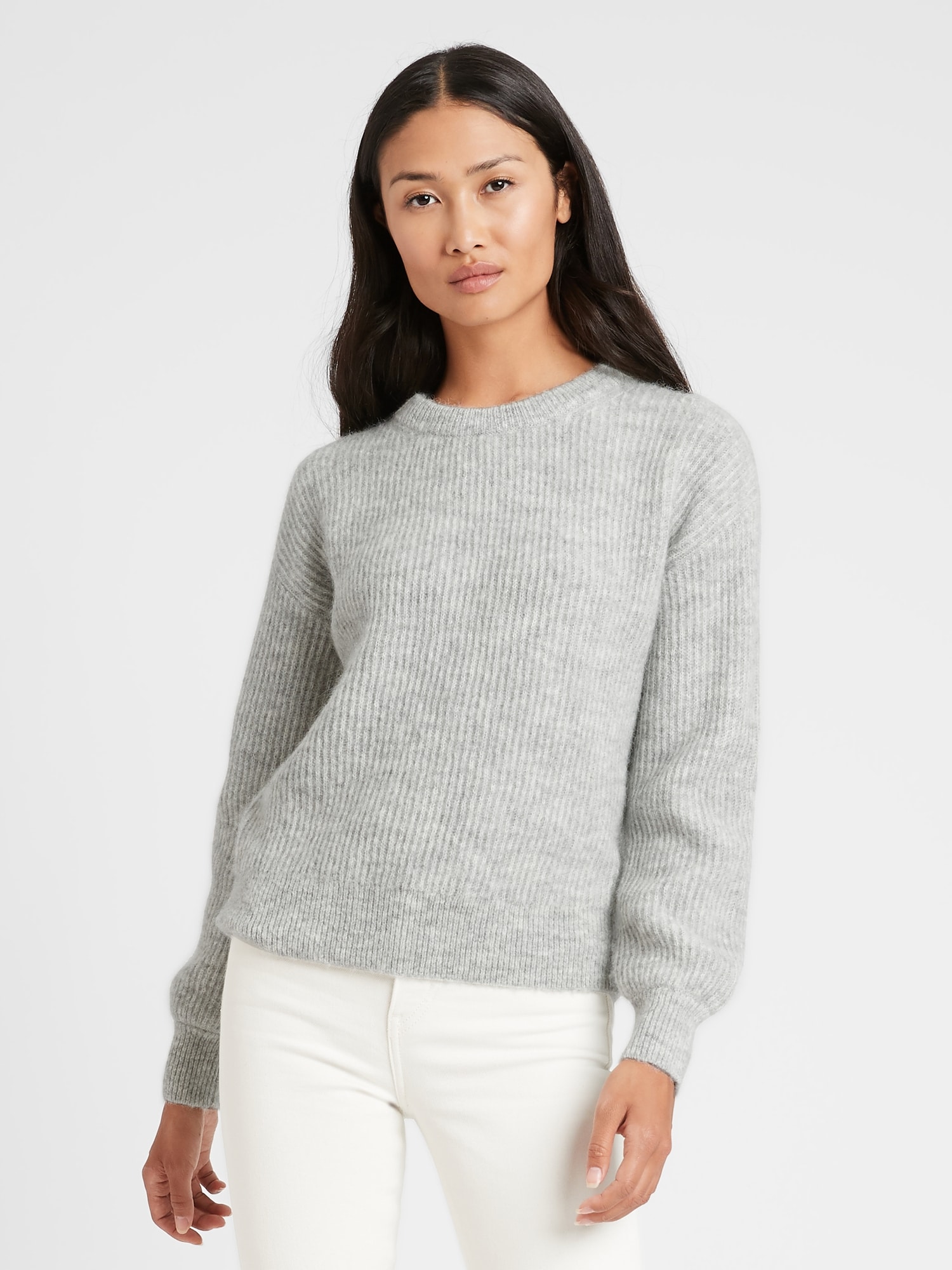 Petite Heritage Ribbed Crew-Neck Sweater | Banana Republic