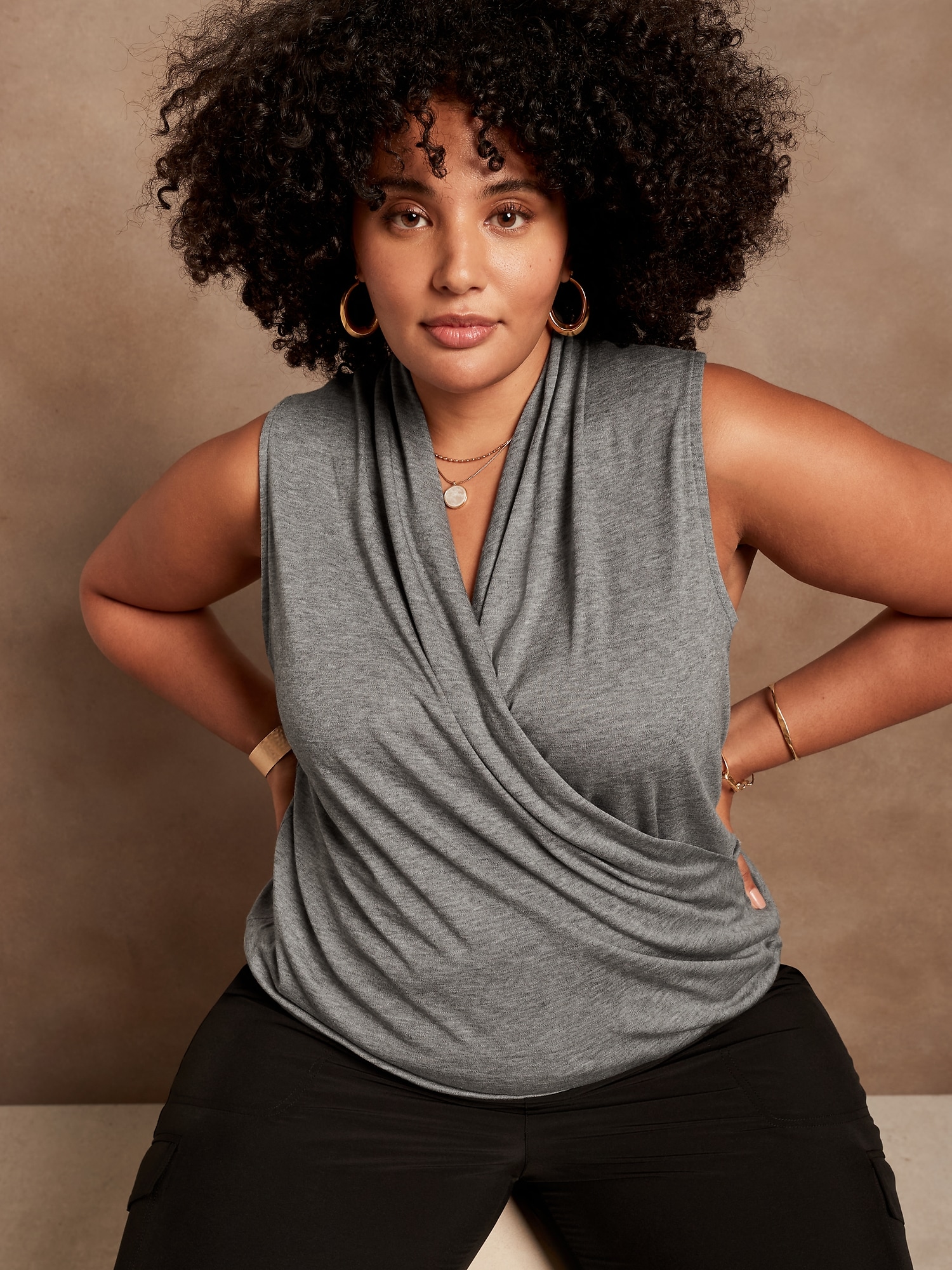 TENCEL™-Wool Wrap Top | Banana Republic