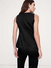 Satin Square-Neck Long Vest | Banana Republic