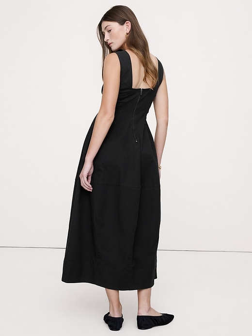 Stretch-Cotton Barrel Midi Dress | Banana Republic