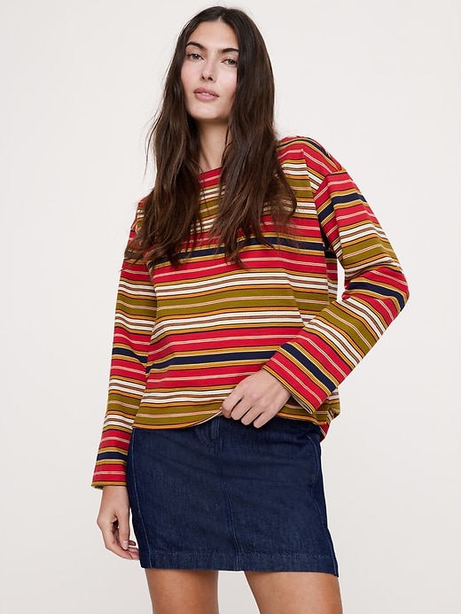 Relaxed Cotton Boat-Neck Top | Banana Republic