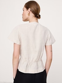 Linen Flutter-Sleeve Top | Banana Republic